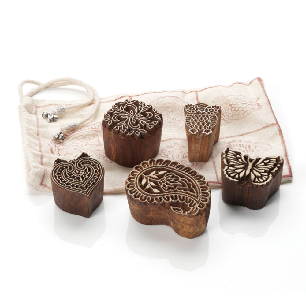 Handcrafted Block Print Collection - Set of 5 in Bag – Taraluna - Fair ...